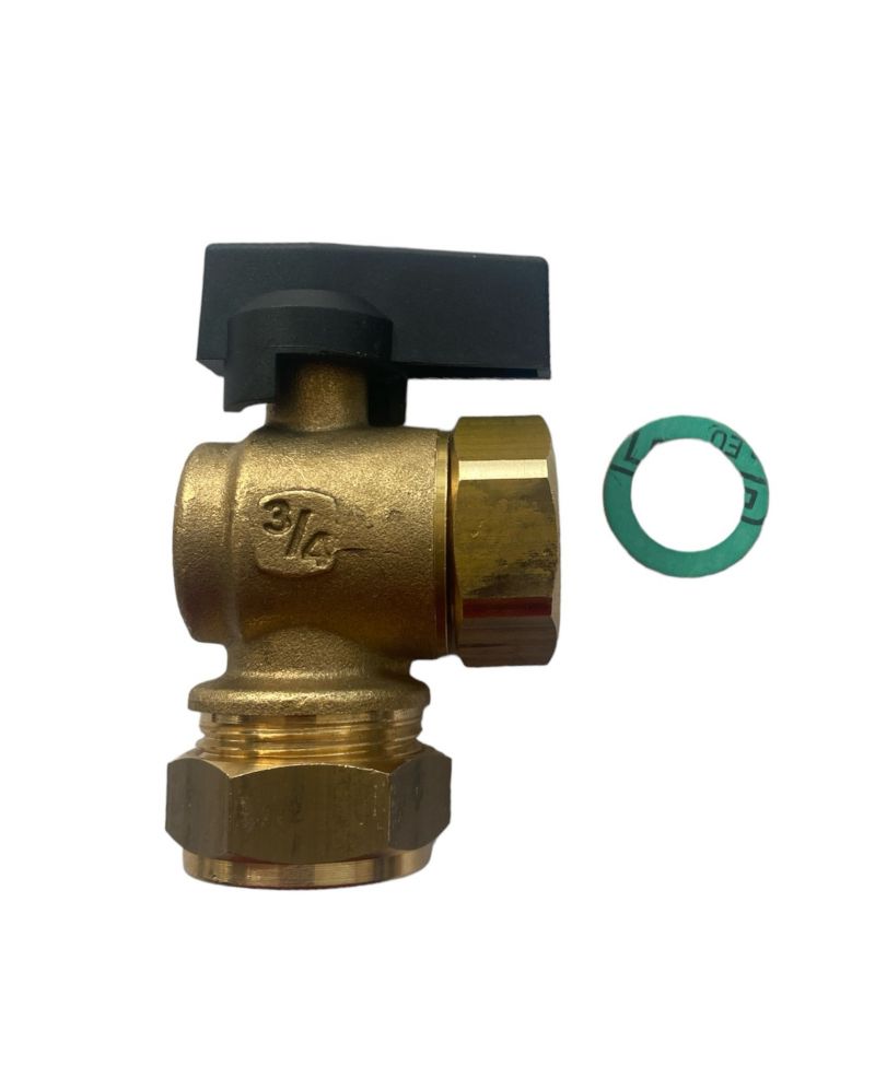 Universal Angled 90 Degree Isolation Valve 22mm x 3/4" For Boilers