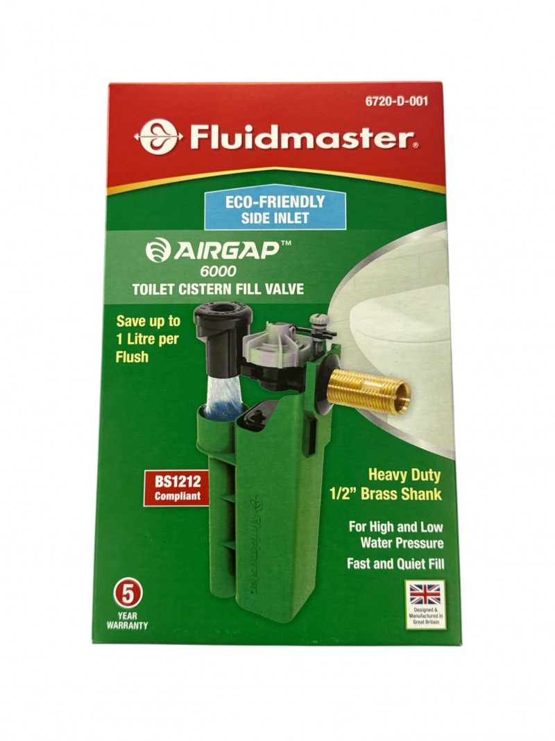 Fluidmaster AIRGAP Delayed Action, Side Entry Float Valve, 1/2" Brass Inlet