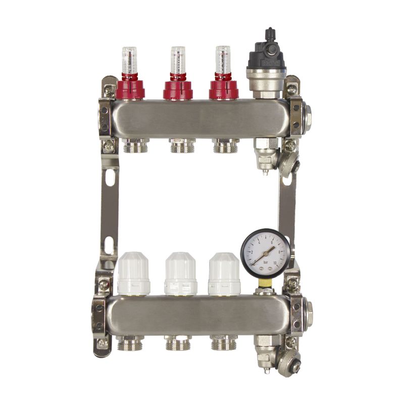 3 Port Poly Style Manifold With Pressure Gauge And Auto Air Vent
